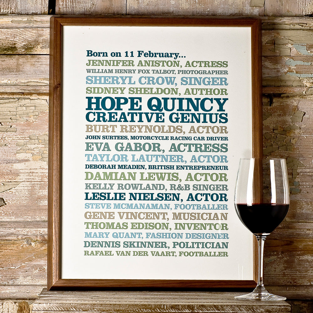 Personalised ‘Born On This Day’ Poster Print – Rosie Robins
