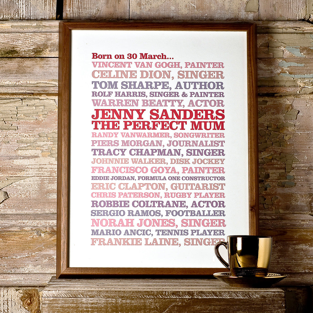 Personalised ‘Born On This Day’ Poster Print – Rosie Robins