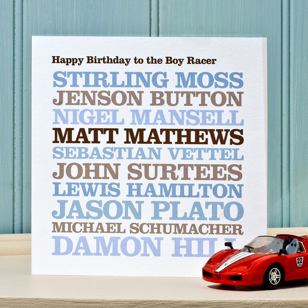 Personalised Famous ‘Racing Driver’ Card – Rosie Robins