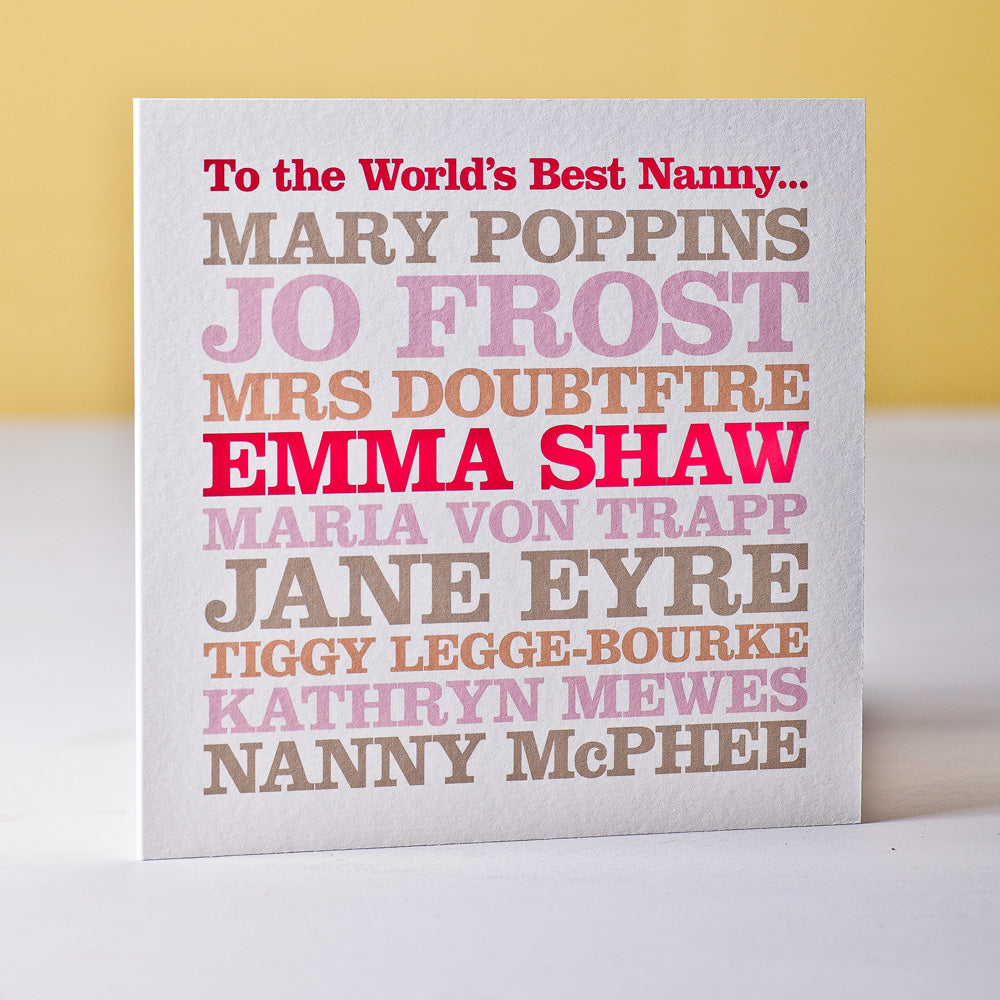 Personalised Famous ‘Nanny’ Card – Rosie Robins