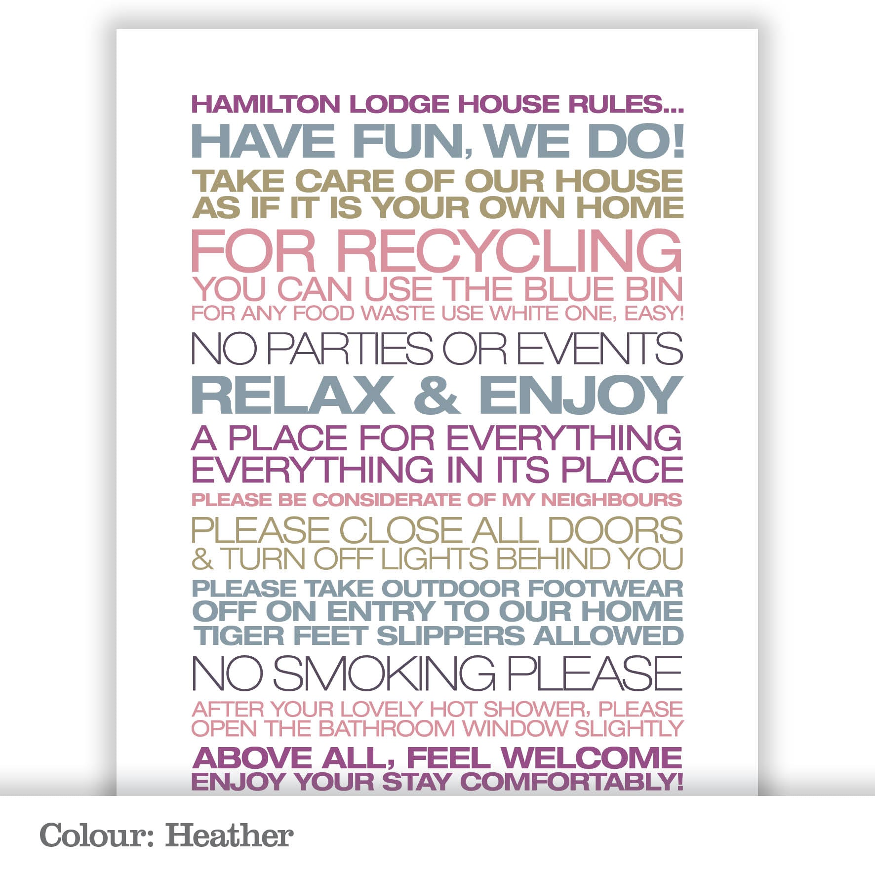 Personalised Guest House Rules Print – Rosie Robins