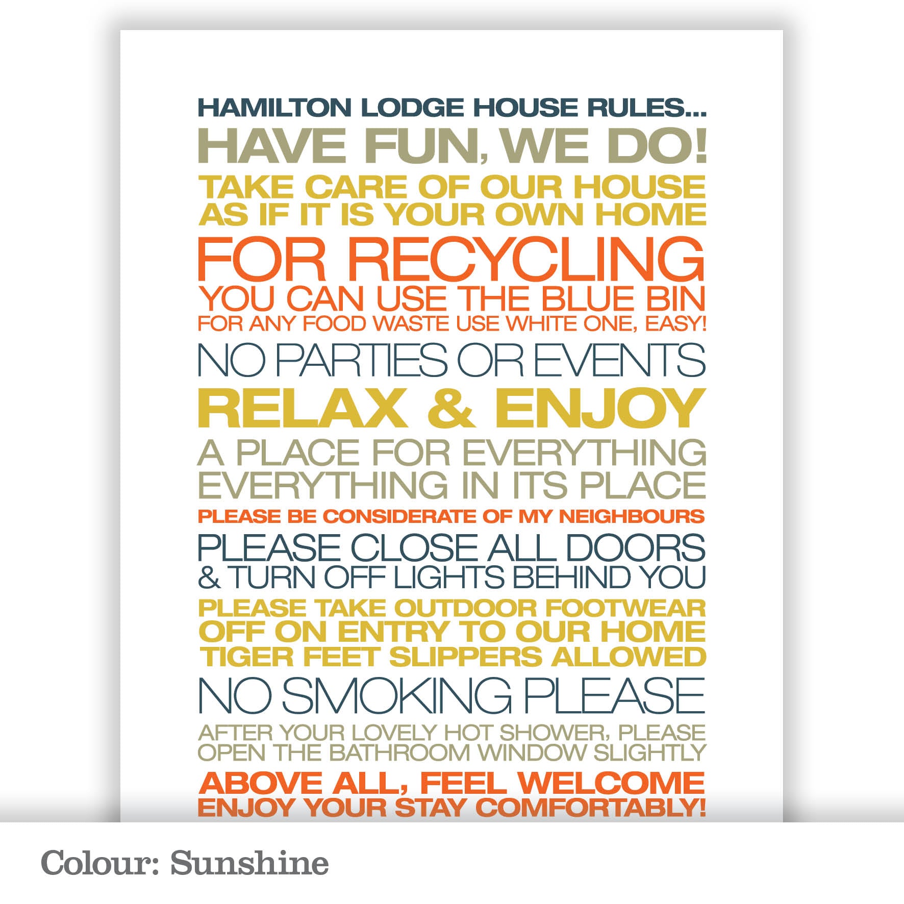 Personalised Guest House Rules Print – Rosie Robins