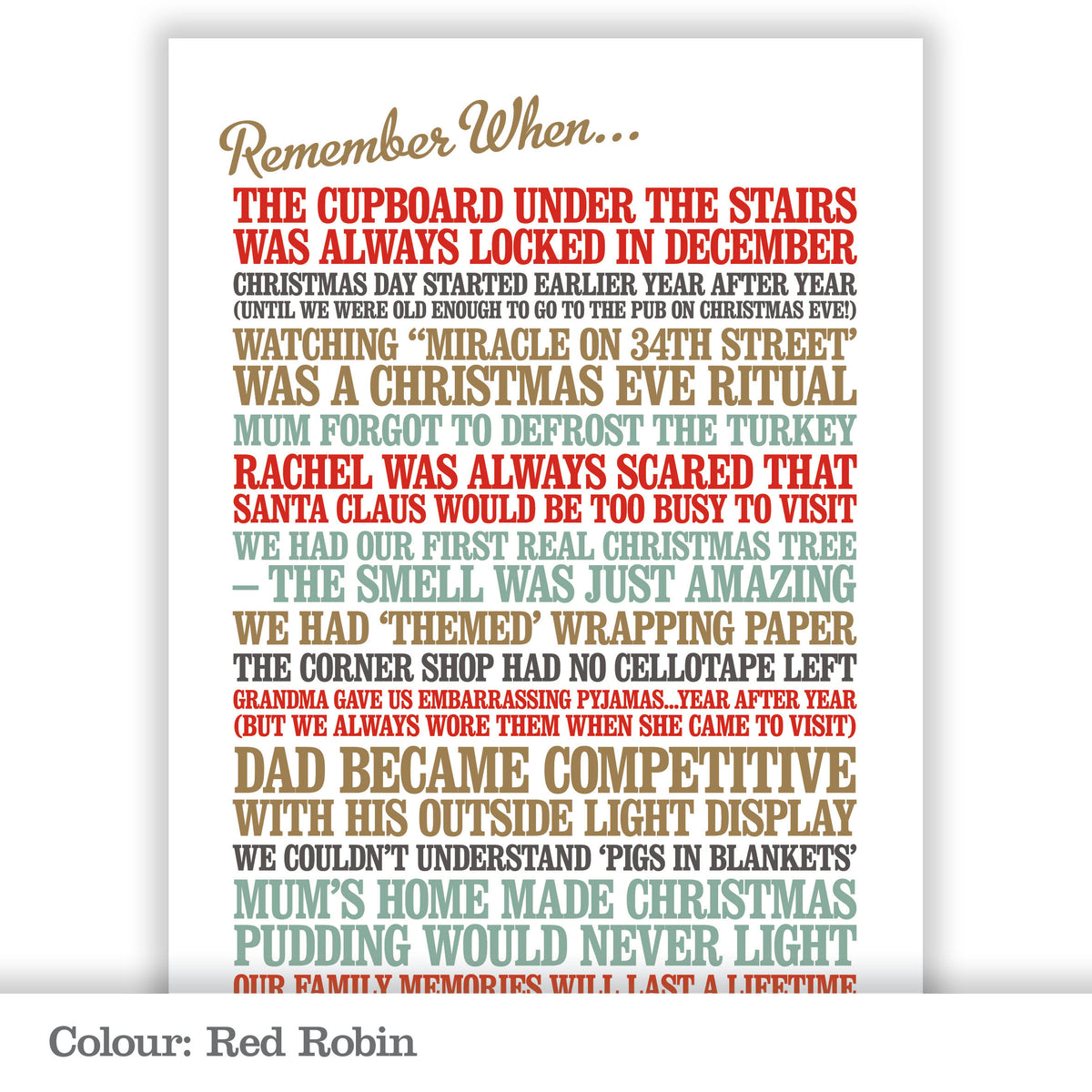 Christmas Remember When Print – Rosie Robins